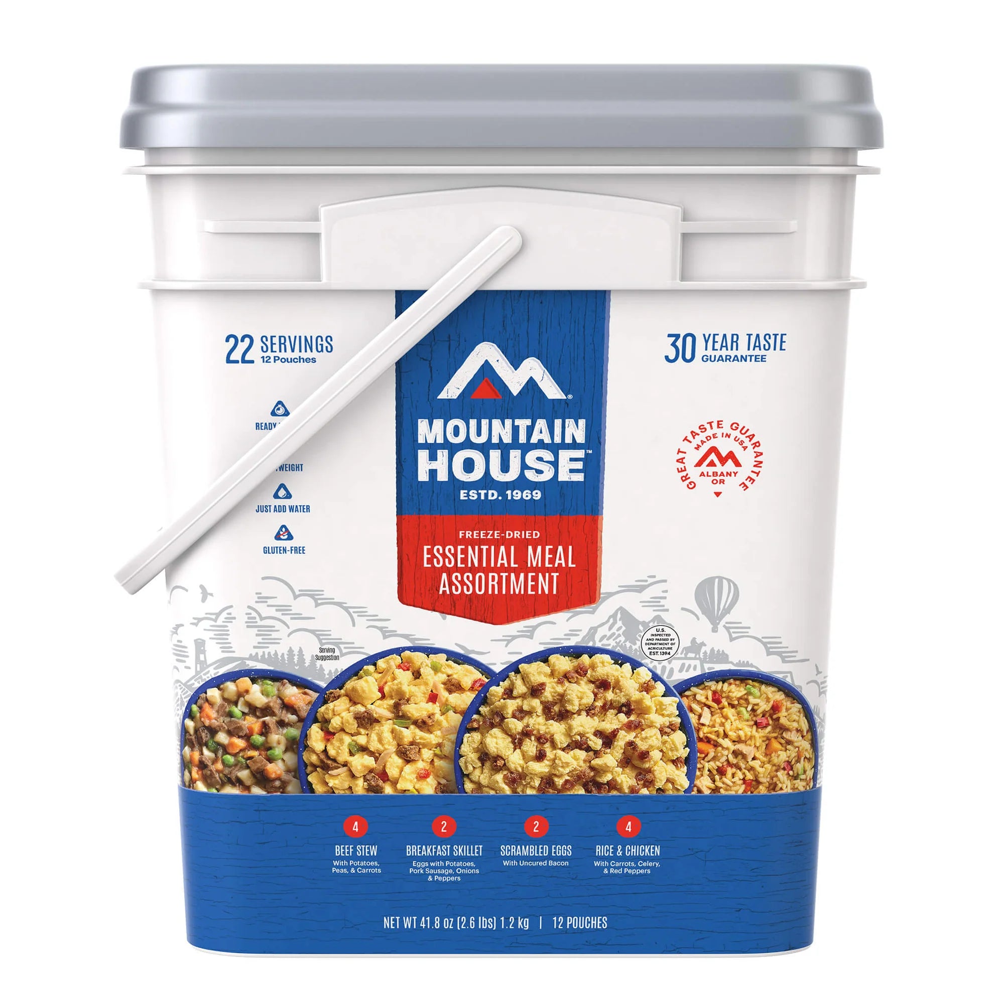 MOUNTAIN HOUSE ESSENTIAL ASSORTMENT BUCKET – Nitro-Pak Preparedness Center